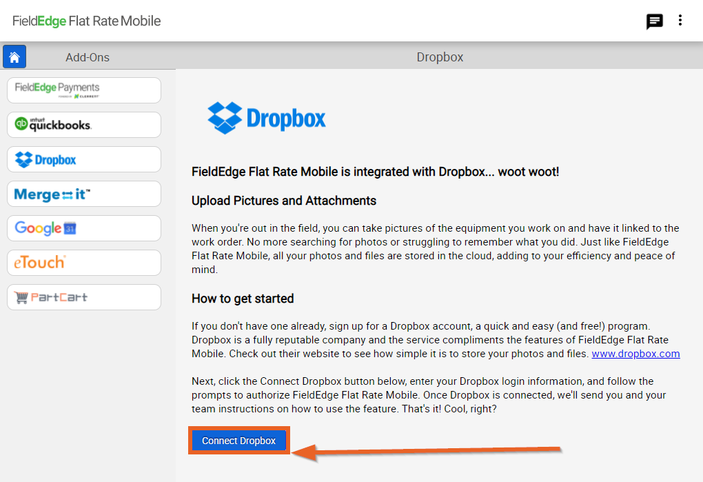Setting Up Dropbox Add-On