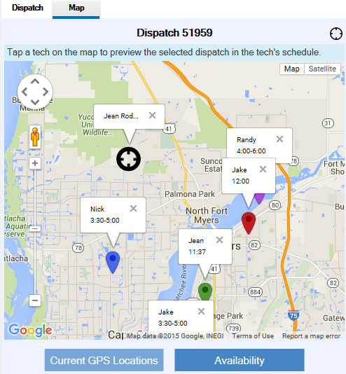 The Electronic Dispatch Board with Google Maps