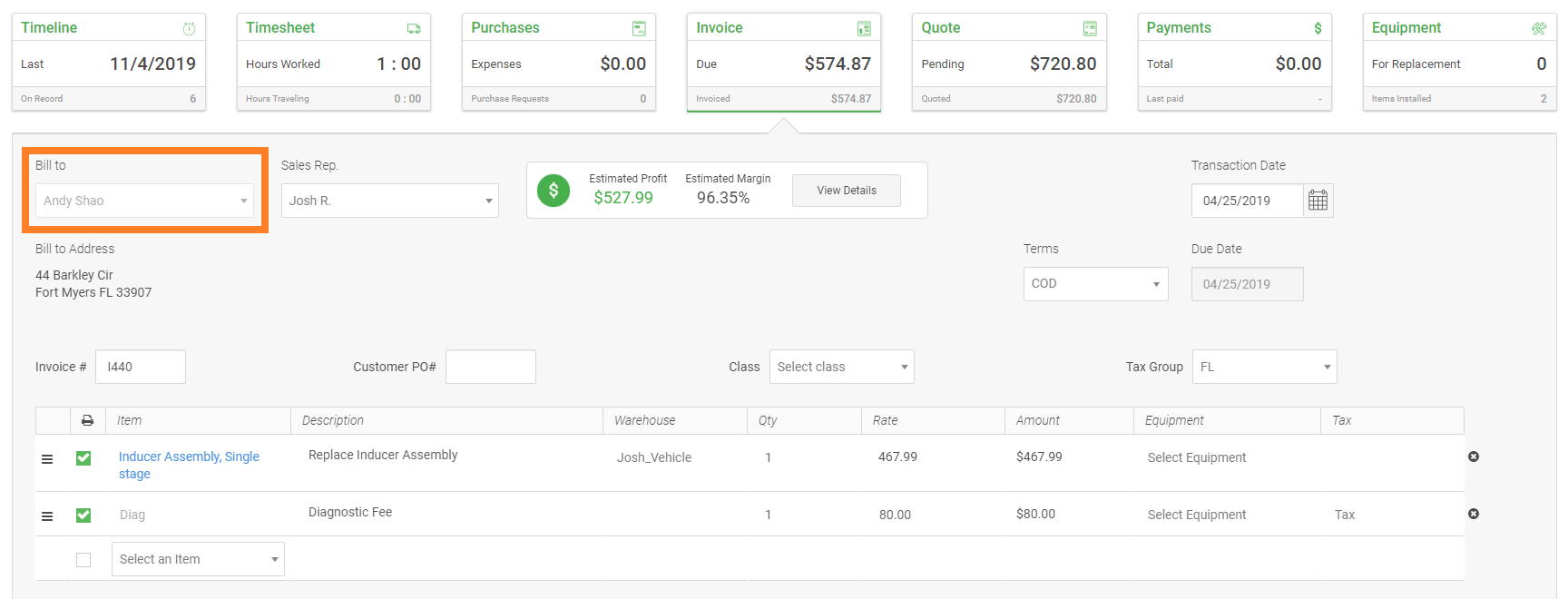 Changing the "Bill to" on an Invoice
