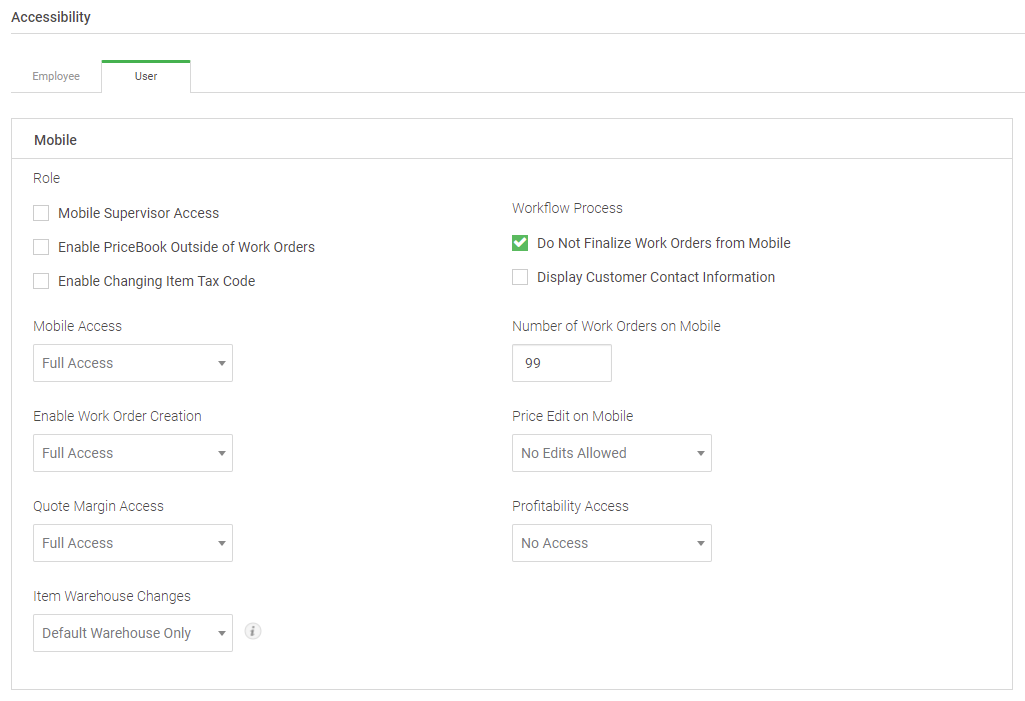 Employee: Mobile Permissions