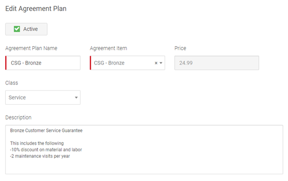 Settings: Agreement Plans