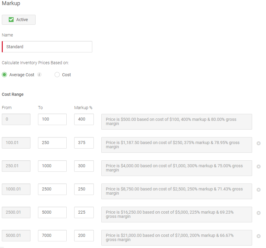 Settings: Markup Settings
