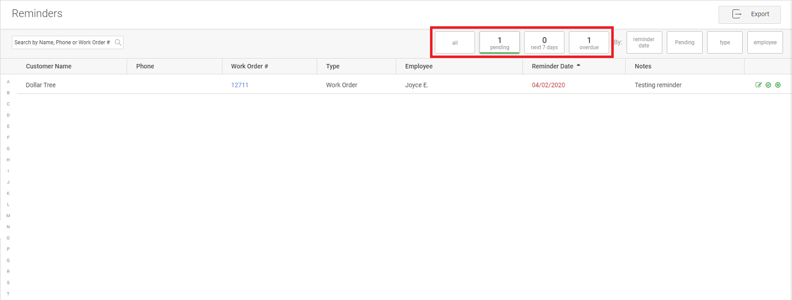 Navigating the Reminders List