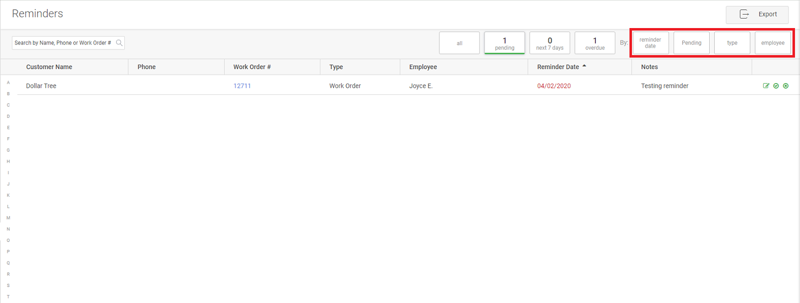 Navigating the Reminders List