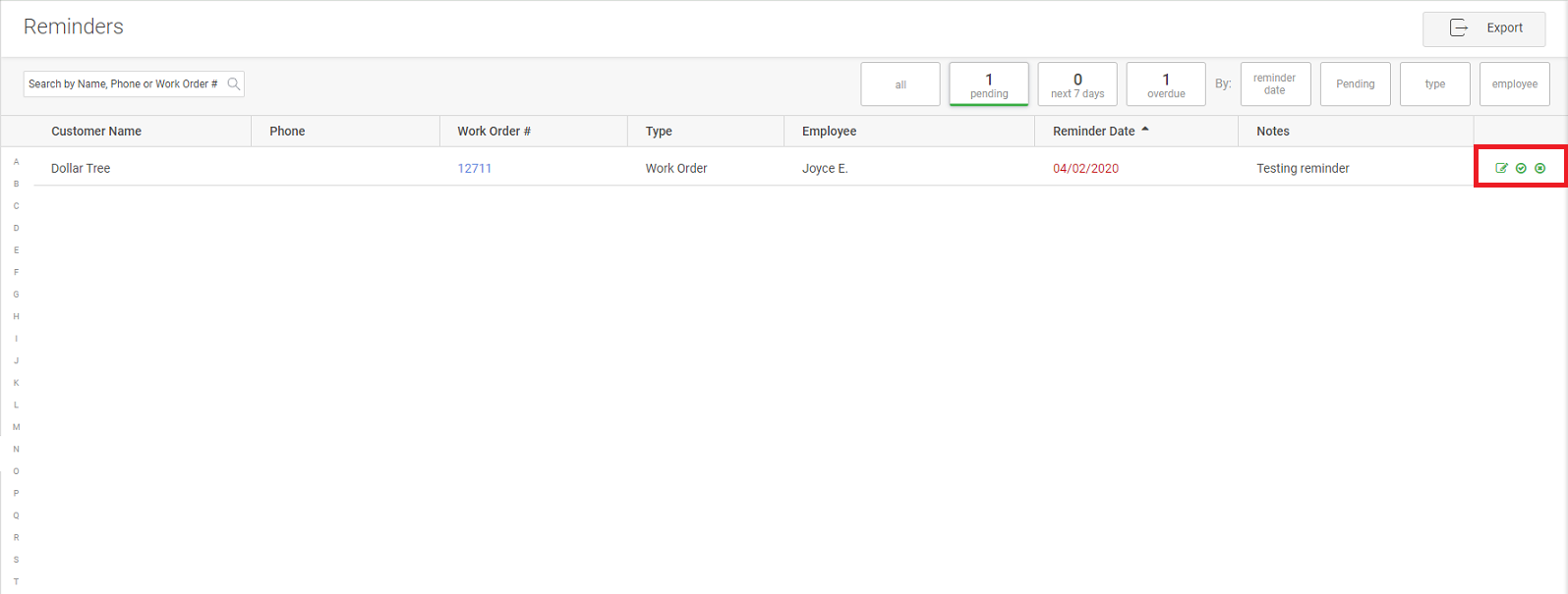Navigating the Reminders List