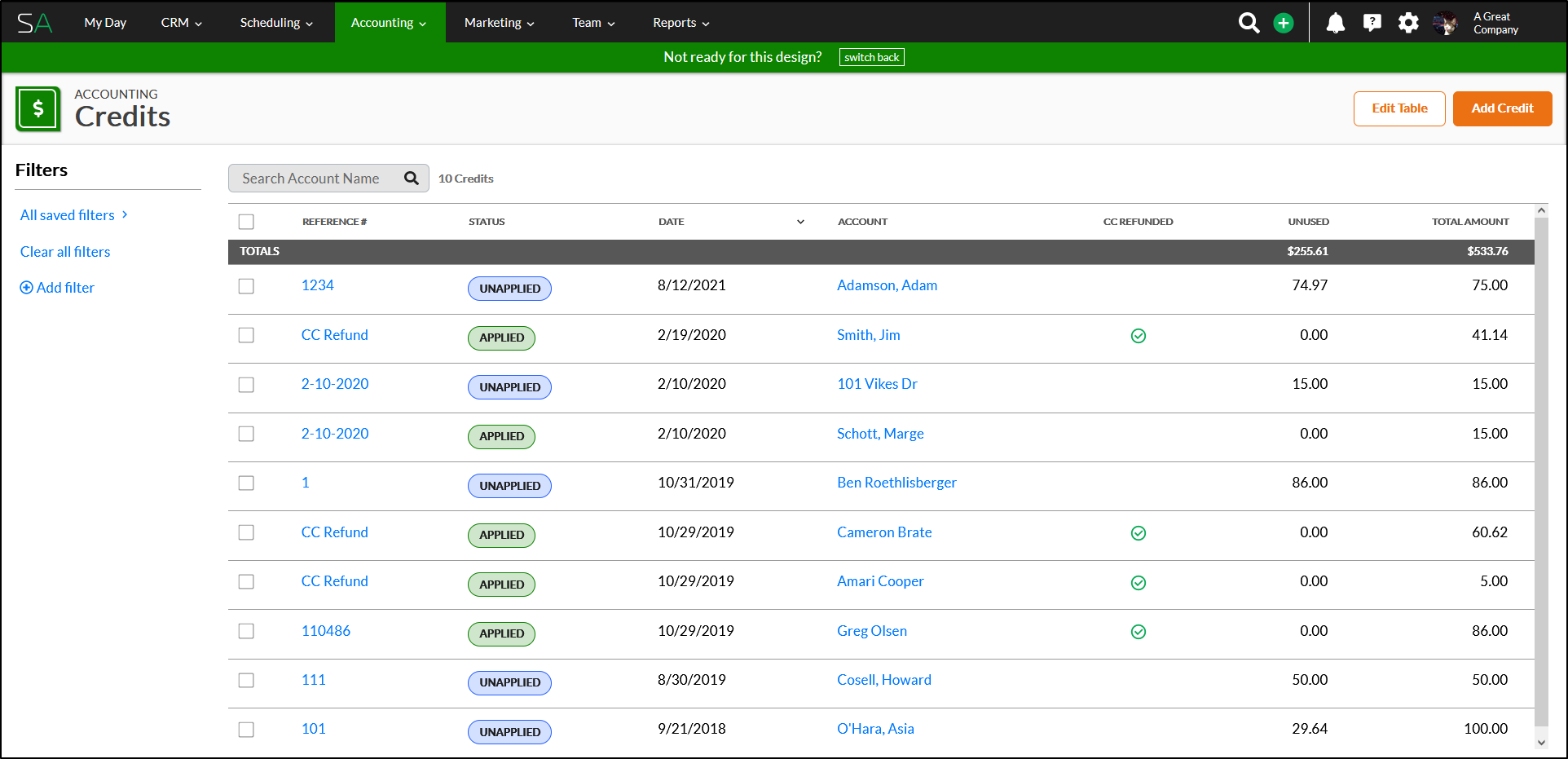 V3 Credits Screen – Overview