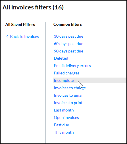 V3 Invoice List Screen - Incomplete Invoices