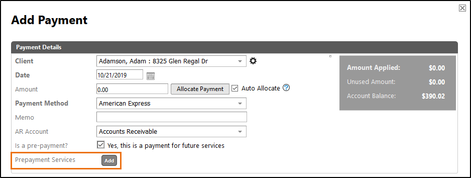 Payment Overlay - Pre-Payments