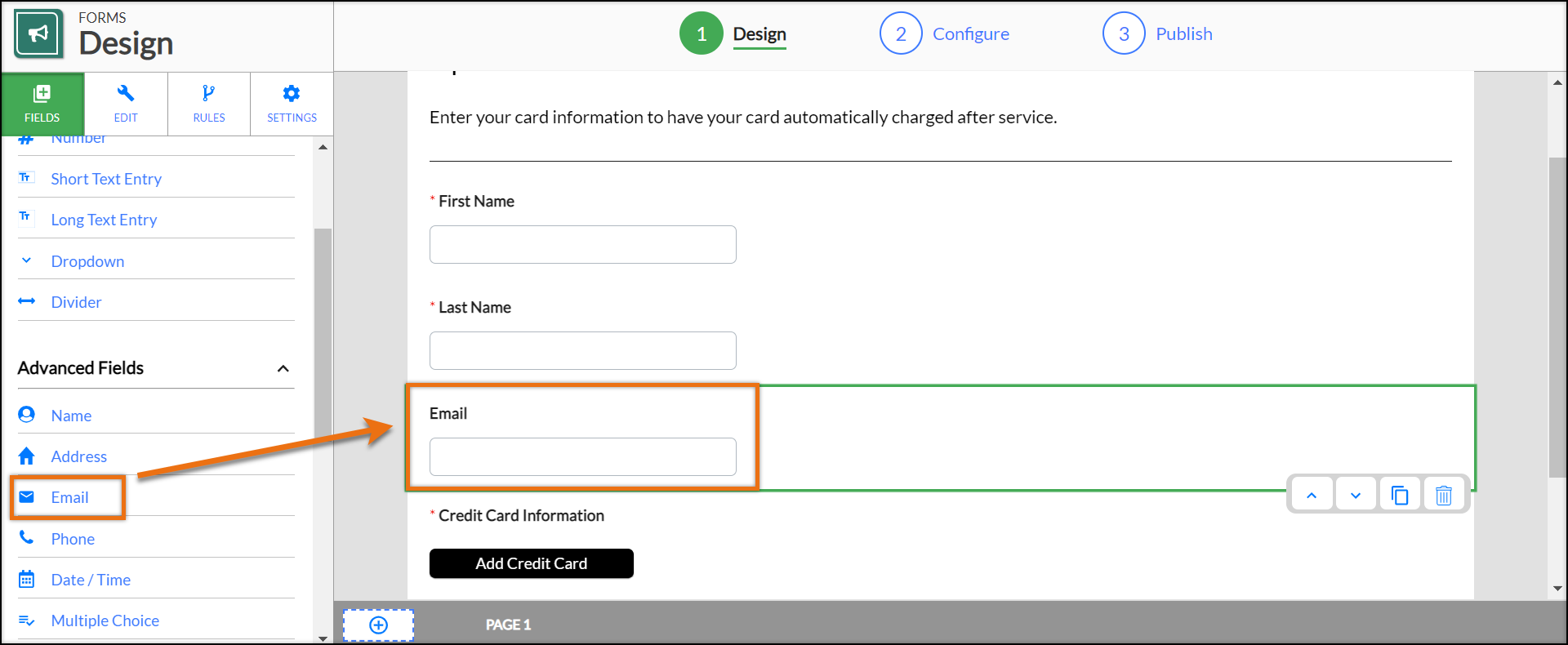V3 Credit Card Capture Form