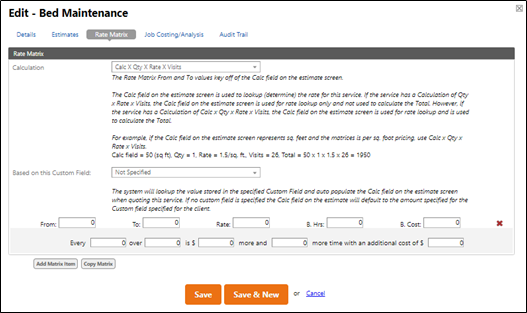 Create a Rate Matrix